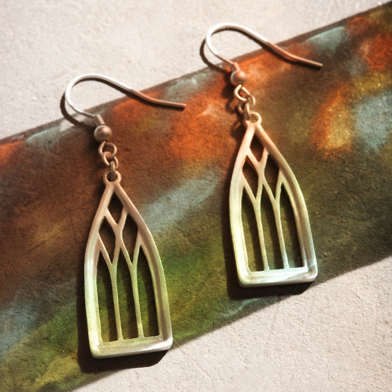 Cathedral Window Earrings - Sandblasted Sterling Silver Earrings - Chr ...